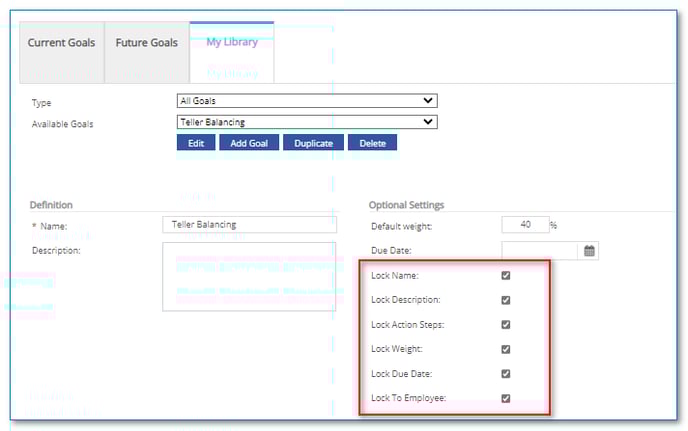 Update Goal in Goal Library